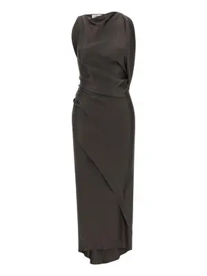 Victoria Beckham Kyra Crêpe Satin Midi Dress - Gray