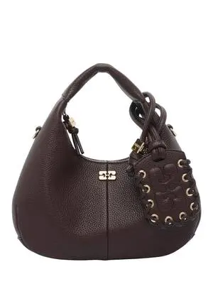 GANNI Mini Logo Hobo Bag - Brown