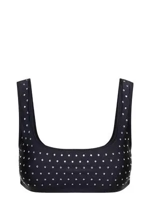 Andamane Black Sports Bra With Crystals In Polyammide - Multicolor