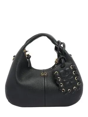 GANNI Mini Logo Hobo Bag - Black