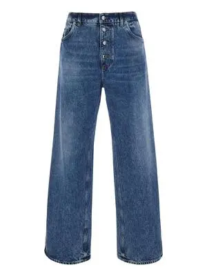 Dolce & Gabbana Blue Jeans With Applied Logo Patch On The Back In Denim - Multicolor