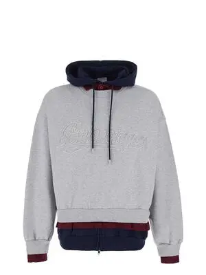 Balenciaga Grey Hoodie With Embossed Logo On The Front In Cotton Blend - Multicolor