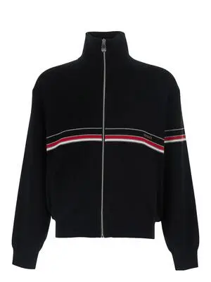 VERSACE VERSACE Cotton Zip-Up High Neck Sweater With Logo Detail