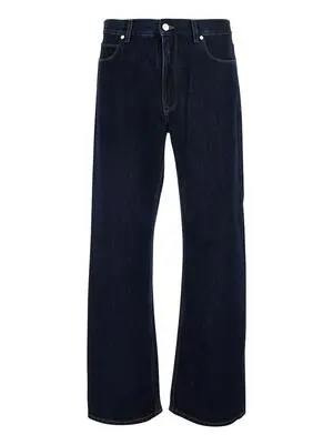 Fendi Blue Jeans With Logo Patch On The Back In Denim For - Multicolor
