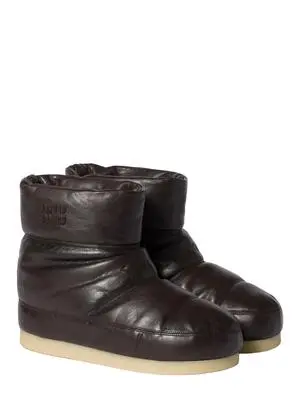 Miu Miu Padded Nappa Leather Booties - Coffee