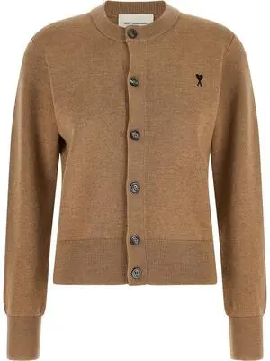 AMI Paris De Coeur' Cardigan - Cream