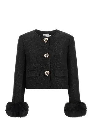 SELF-PORTRAIT Self Portrait Women Bouclé Fur Jacket