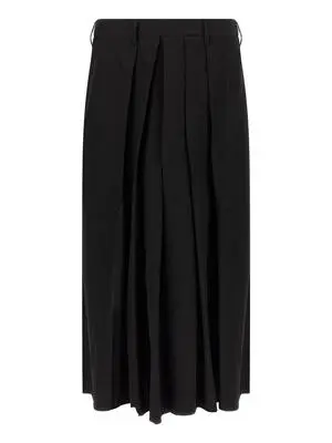 Yohji Yamamoto Hakama Wide Leg Wool Trousers - Black