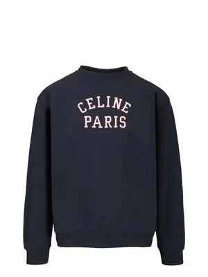 Celine Crewneck Cotton Sweatshirt - Blue