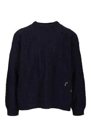 Celine Oversized Cashmere Sweater With Chain Stitching And Embroidery - Blue