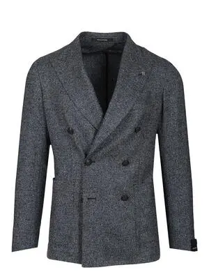 Tagliatore Double-breasted Wool And Silk Blazer - Blue
