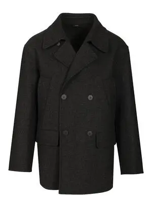 Fendi Wool Felt Double-breasted Pea Coat - Gray