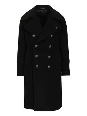 Tagliatore Double-breasted Wool Coat With Notched Lapel - Black