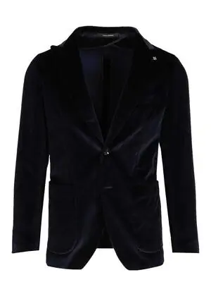 Tagliatore Smooth Velvet Single-breasted Jacket - Blue