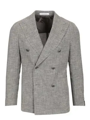 Tagliatore Double-breasted Jacket In Herringbone Fabric - Gray