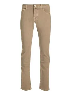 Jacob Cohen Nick Slim" Stretch Cotton Trousers - Cream