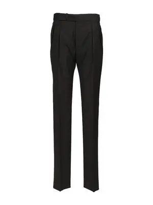 Tagliatore Wool Pleated Trousers - Black