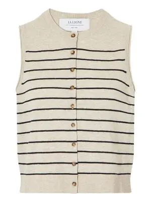 LA LIGNE Striped Knitted Vest - Brown
