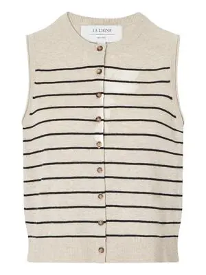 LA LIGNE Lee Striped Knitted Vest - Tan
