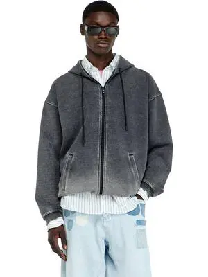 DIESEL® Hooded Jacket In Dégradé-effect Scuba - Grey