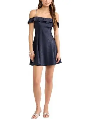 Bp. Off The Shoulder Satin Minidress - Navy Night