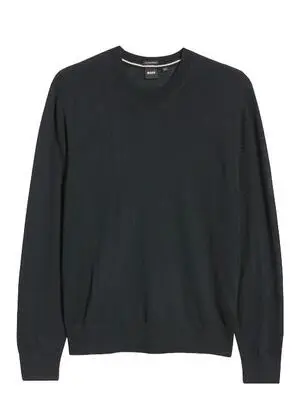 BOSS H-leno Virgin Wool Crewneck Sweater Black