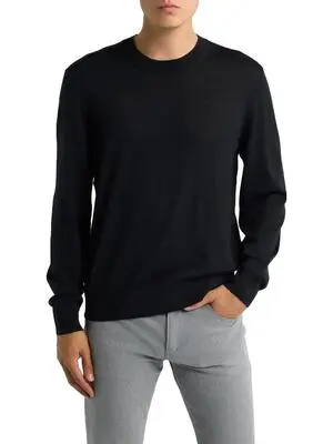 BOSS H-leno Virgin Wool Crewneck Sweater - Black