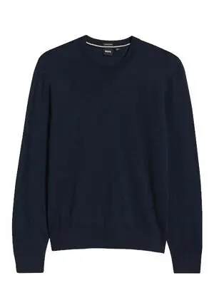 BOSS H-leno Virgin Wool Crewneck Sweater Dark Blue