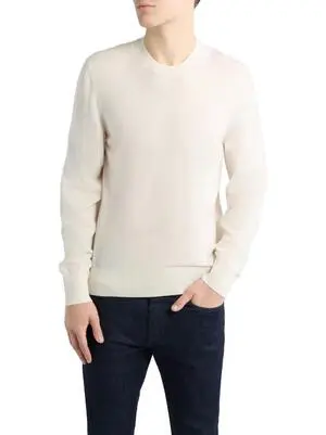 BOSS H-leno Virgin Wool Crewneck Sweater - Open White