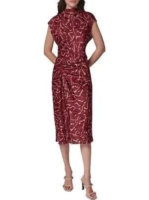 Donna Karan New York Cinched Waist Burnout Midi Dress - Black Cher