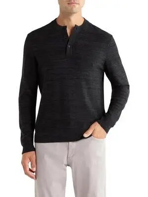 Robert Barakett Aranda Merino Wool Henley Sweater - Black