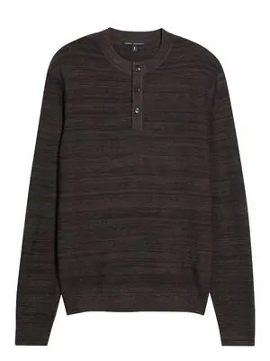 Robert Barakett Aranda Merino Wool Henley Sweater - Espresso