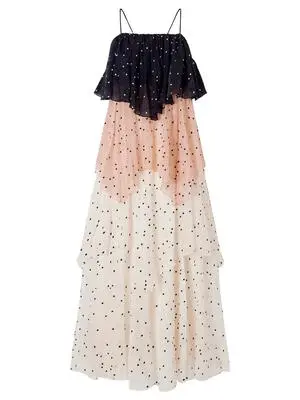Aje Songstress Polka-dot Organza Tiered Maxi Dress - Multi