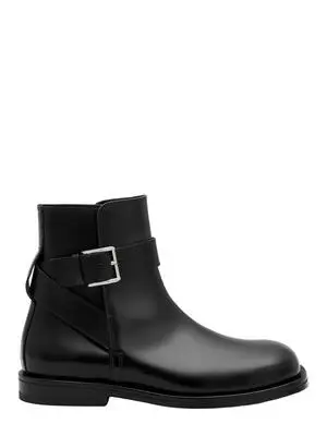 AMI Paris Buckle Leather Ankle Boots - Black