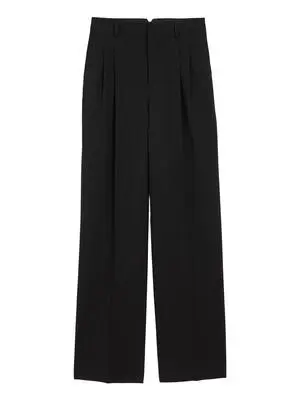 AMI Paris High-waisted Wide-leg Wool Trousers - Black