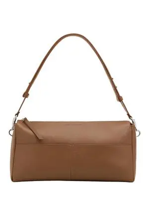 AMI Paris Brown Cow Leather Carrousel Zipped Bag Brown - Mocha