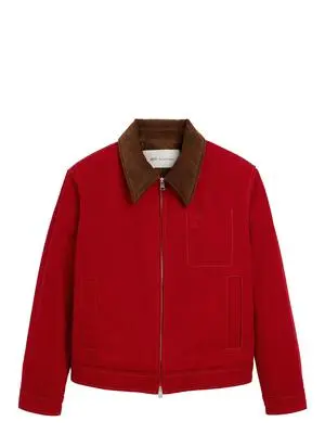 AMI Paris Zipped Jacket With De Coeur Detail - Ruby Red