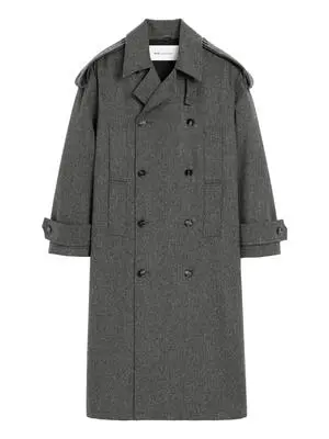 AMI Paris Wool Trench Coat - Carbon Grey