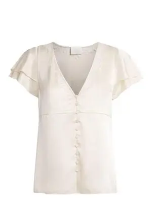 Citizens Of Humanity Citizens Of Humanity Lola Ruffle-Sleeve Lace-Trimmed Blouse Ivory