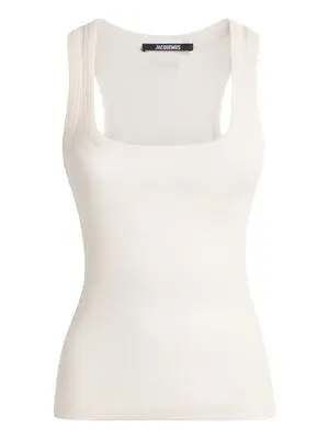 Jacquemus Jacquemus Ribbed Cotton Tank Top White