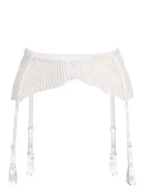 COCO DE MER Stretch-silk Lace Athena Suspenders - Ivory