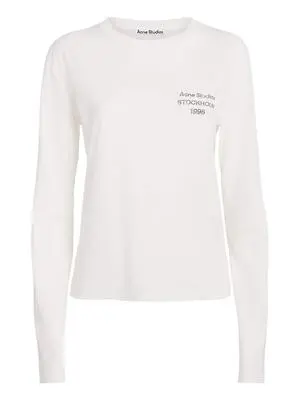 Acne Studios Distressed Logo Long-sleeve T-shirt - Ivory
