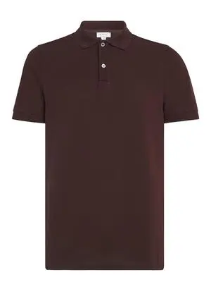 Sunspel Supima Cotton Polo Shirt Brown