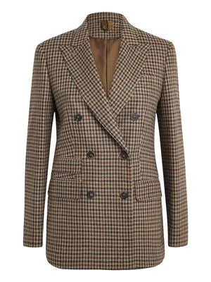 Max Mara Virgin Wool Checked Blazer - Beige