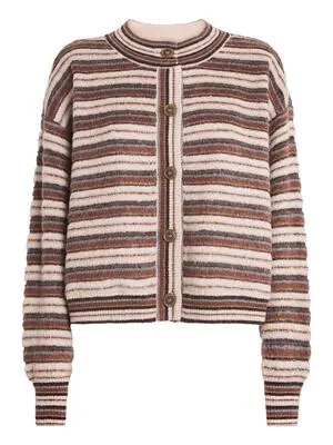 FRAME Mohair-blend The Femme Stripe Cardigan - Blue
