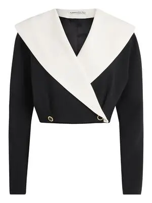 Alessandra Rich Virgin Wool-blend Cropped Blazer - Black