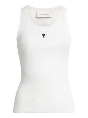 AMI Paris Cotton De Coeur Tank Top - White