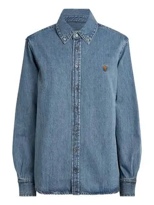 AMI Paris De Coeur Denim Shirt - Blue