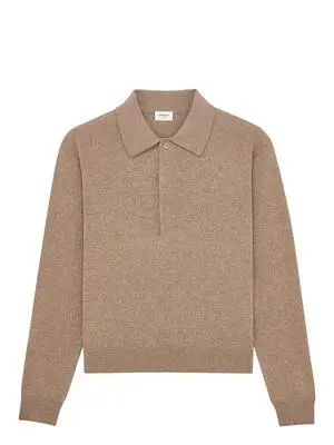 Saint Laurent Virgin Wool Polo Sweater - Beige