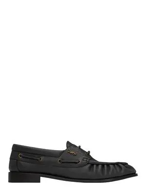 Saint Laurent Leather Bateau Le Loafers - Black